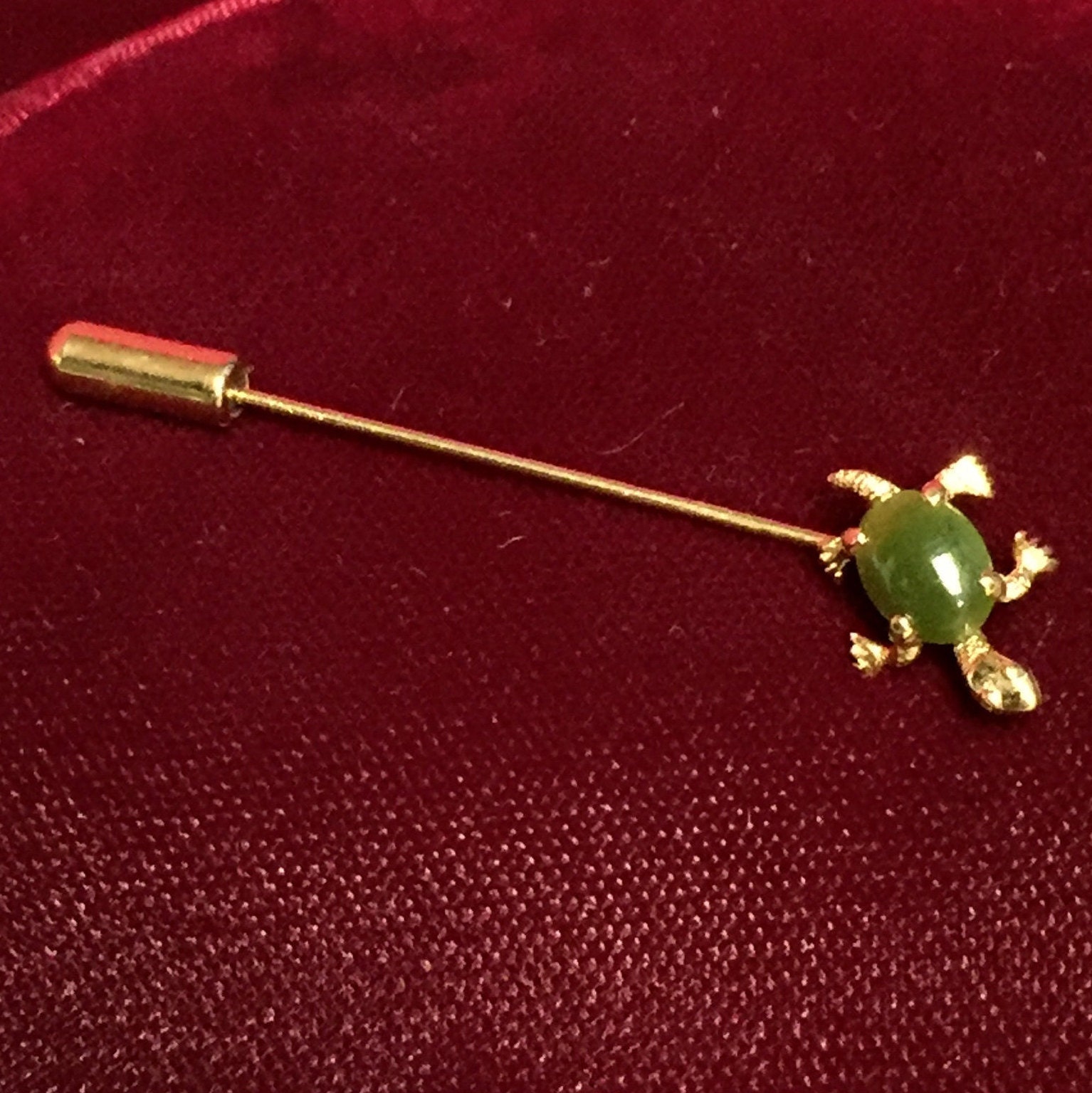 Vintage B.A.Ballou Jewlers, 14K Gold and Jade, Turtle Stick Pin, Marked ...