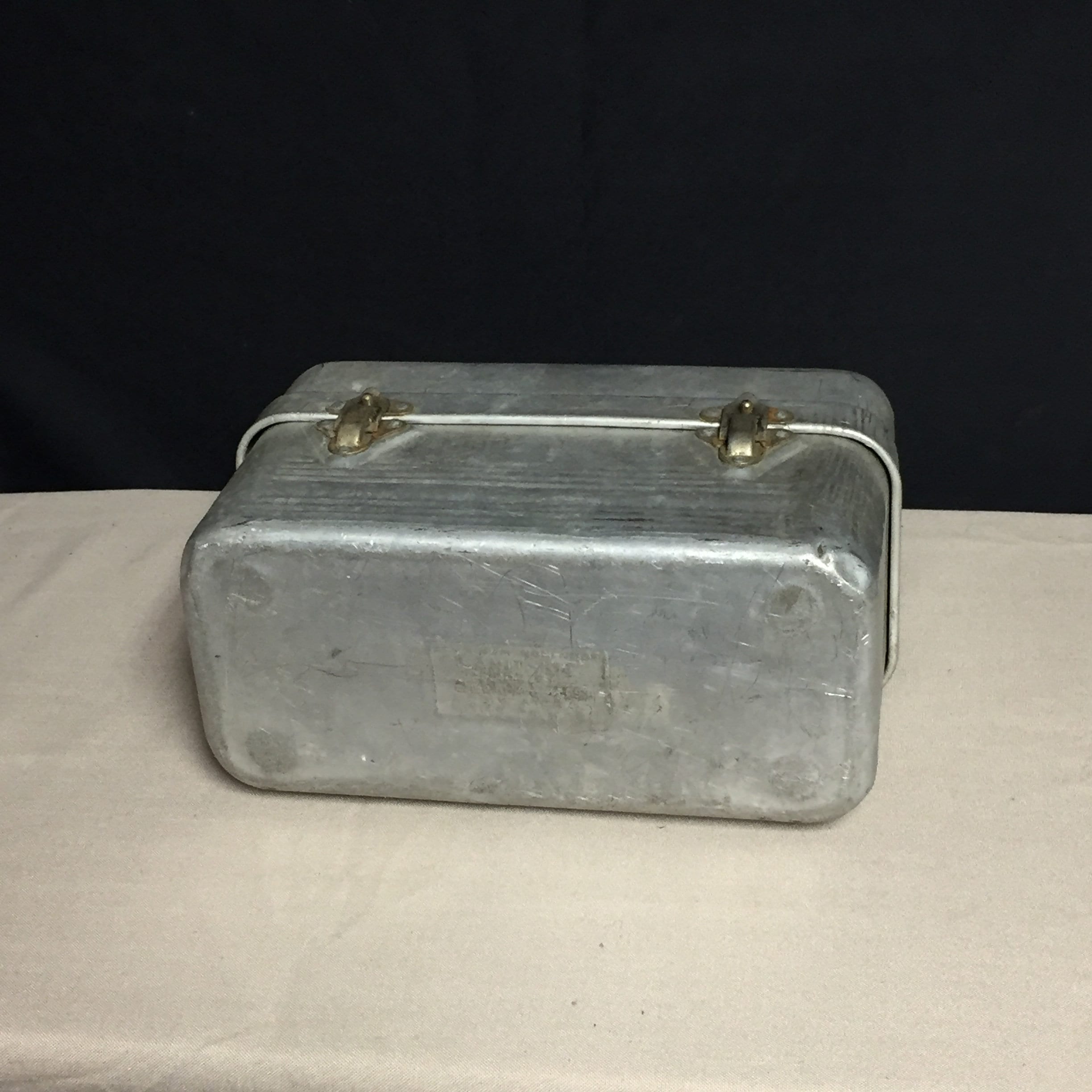 Vintage Primitive Aluminum Lunch Box With Leather Handle, SANIT-KIT Non ...