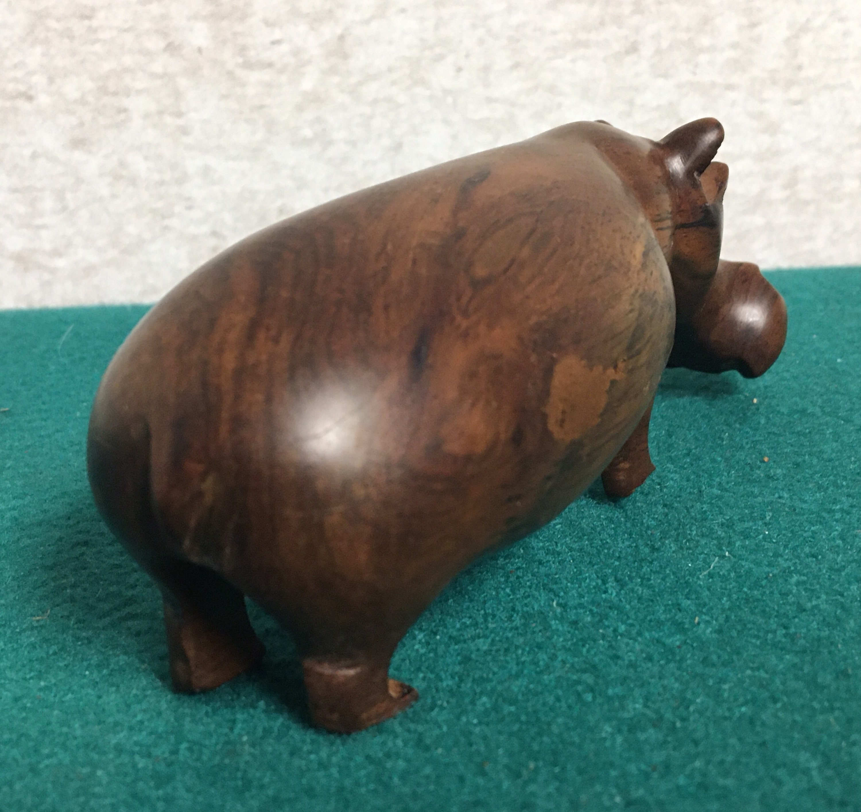 Handcrafted Wooden Hippo, Hand Carved African Hippo, Wooden Animal Figurine