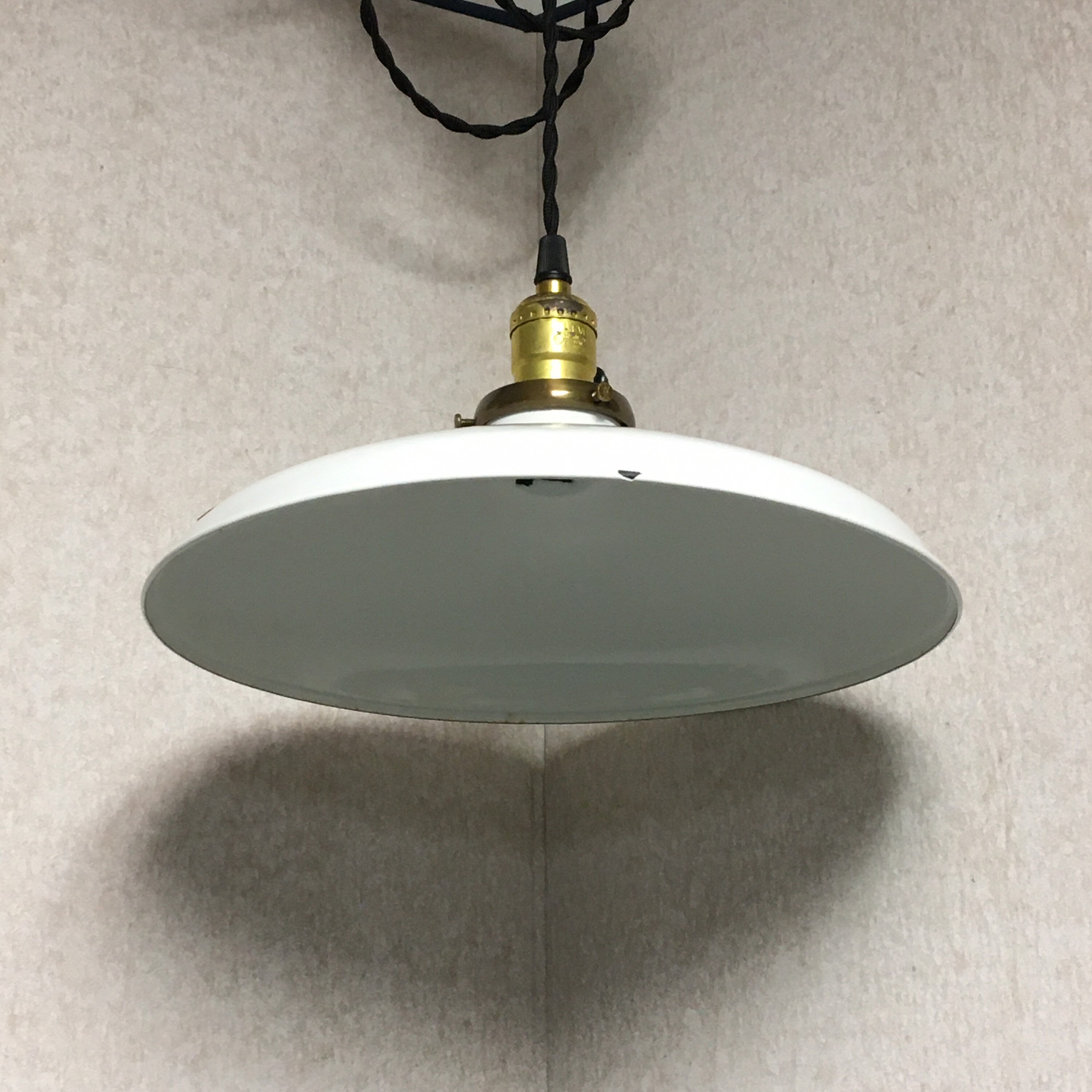 Benjamin 12 White Porcelain Enamel Hanging Barn Light, Gas Station Plug ...