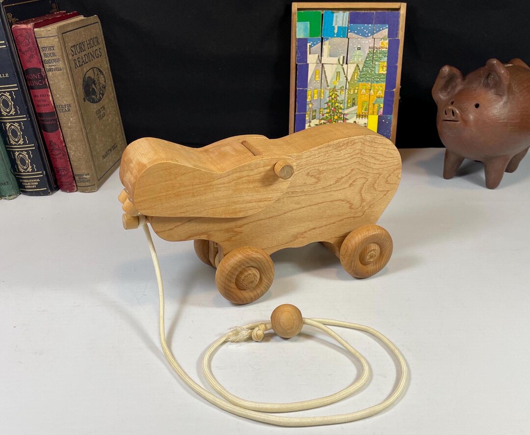 Wooden Hippo Pull Toy With Moving Mouth - Etsy