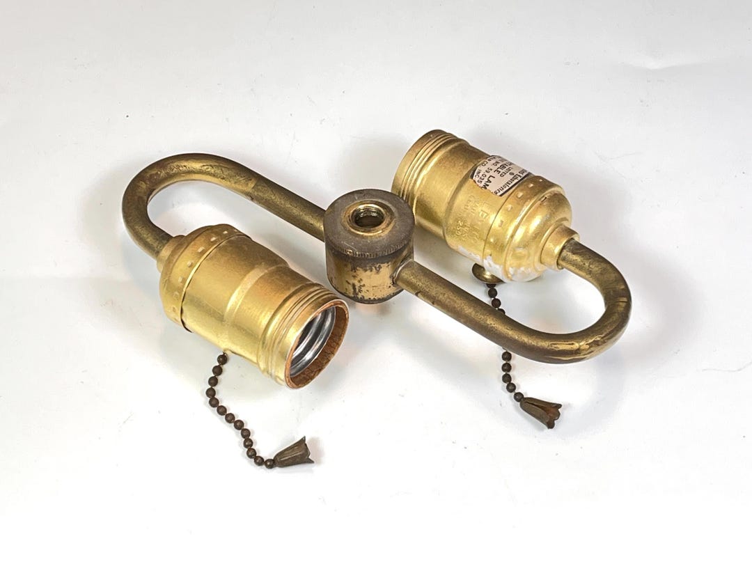 Vintage Lamp Parts 2 Bulb Socket Cluster: Original Pull Chain Sockets ...