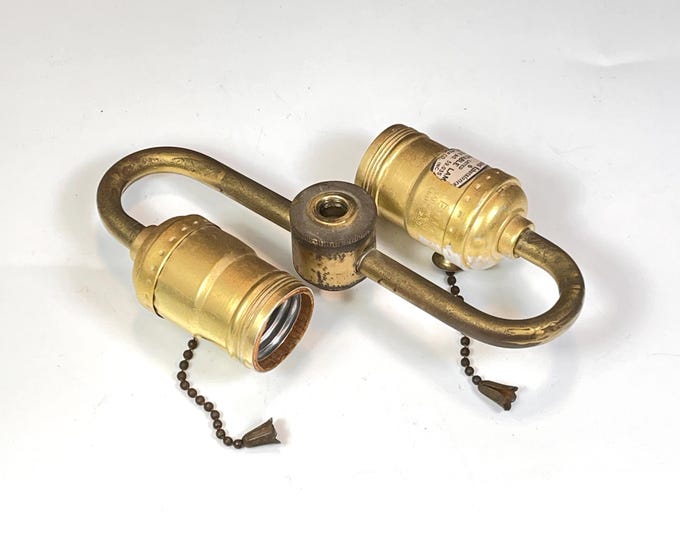 Vintage Lamp Parts 2 Bulb Socket Cluster: Original Pull Chain Sockets ...