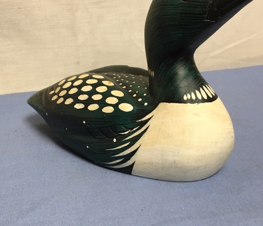 Hand Carved Wooden Loon Decoy, Duck Decoy, Hunting Lodge, Cabin Decor ...