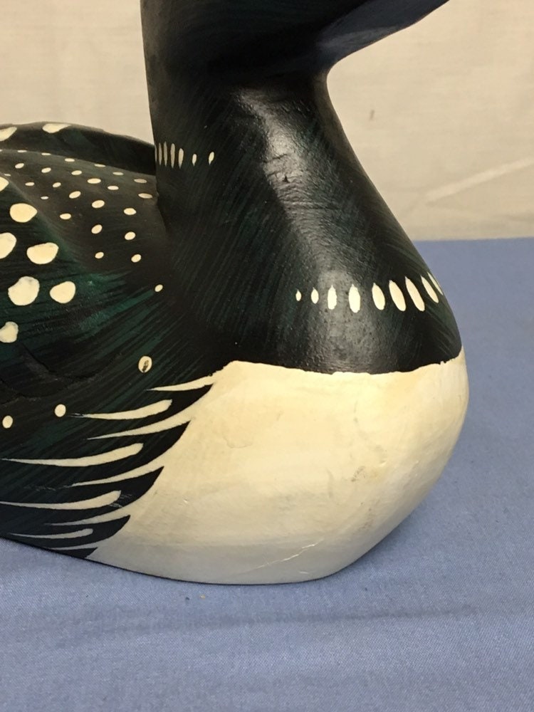Hand Carved Wooden Loon Decoy, Duck Decoy, Hunting Lodge, Cabin Decor ...