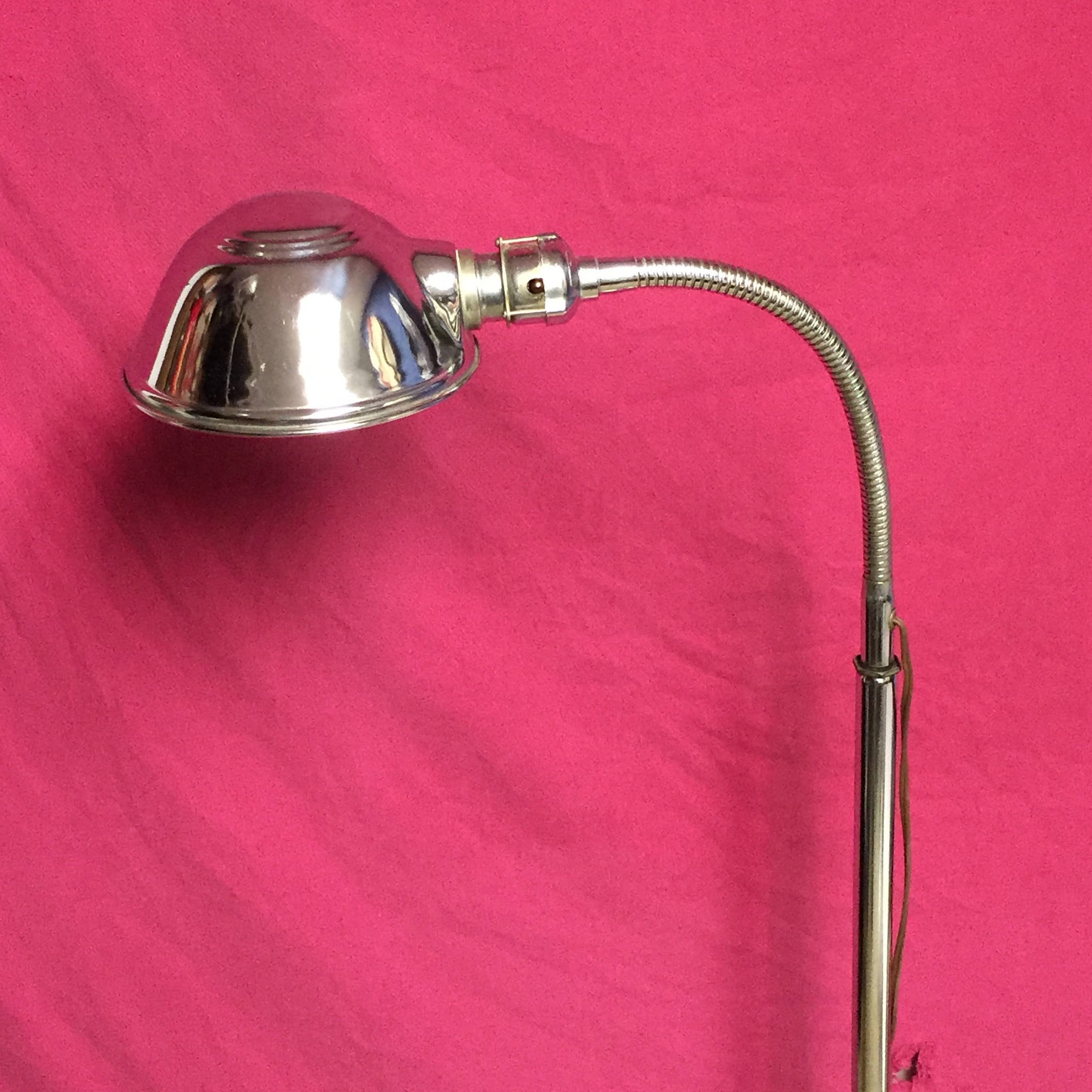 1950's AJUSCO-LOC Chrome Medical Floor Lamp, Mid Century Goose-neck ...