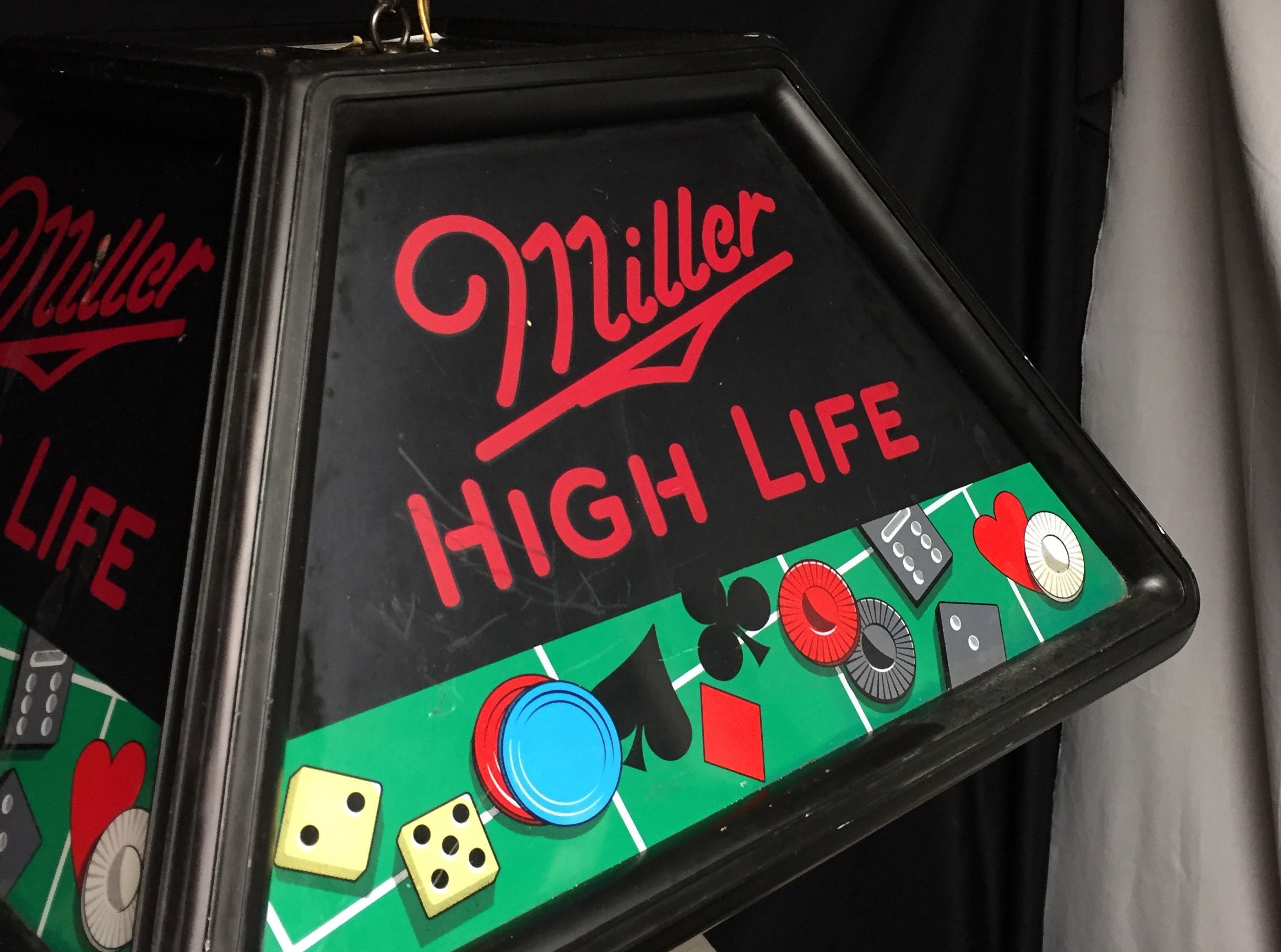 1980's Miller High Life Hanging Poker Table Swag Light, Billiards Table ...