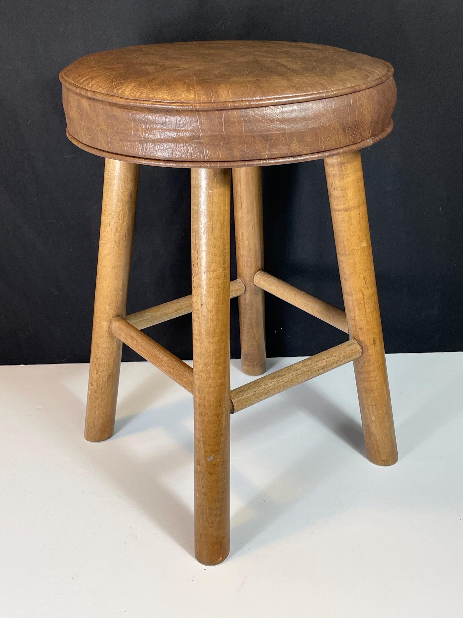 18 Mid Century Padded Stool, Danish Style Cushioned Round Seat ...