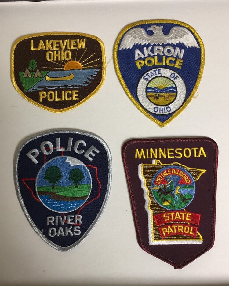 Lot of 4 Police Officer Uniform Patches, Akron Ohio, Lakeview Ohio ...