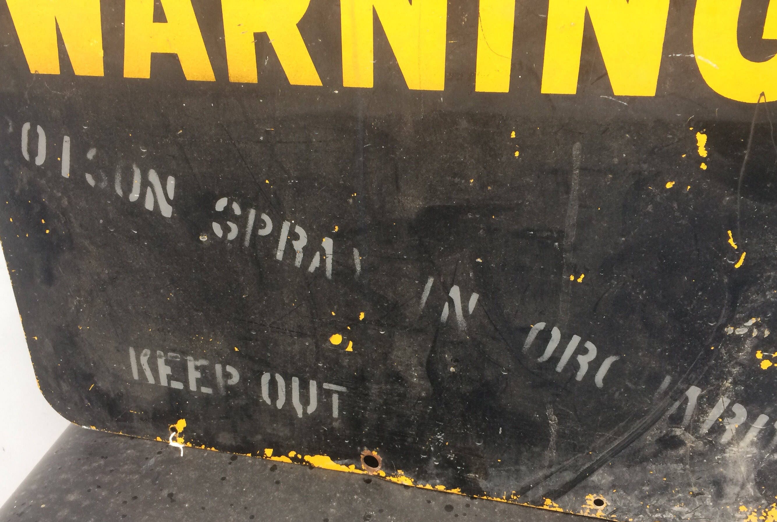 Vintage Heavy Steel Warning Sign WARNING POISON Spray in Orchard Sign ...