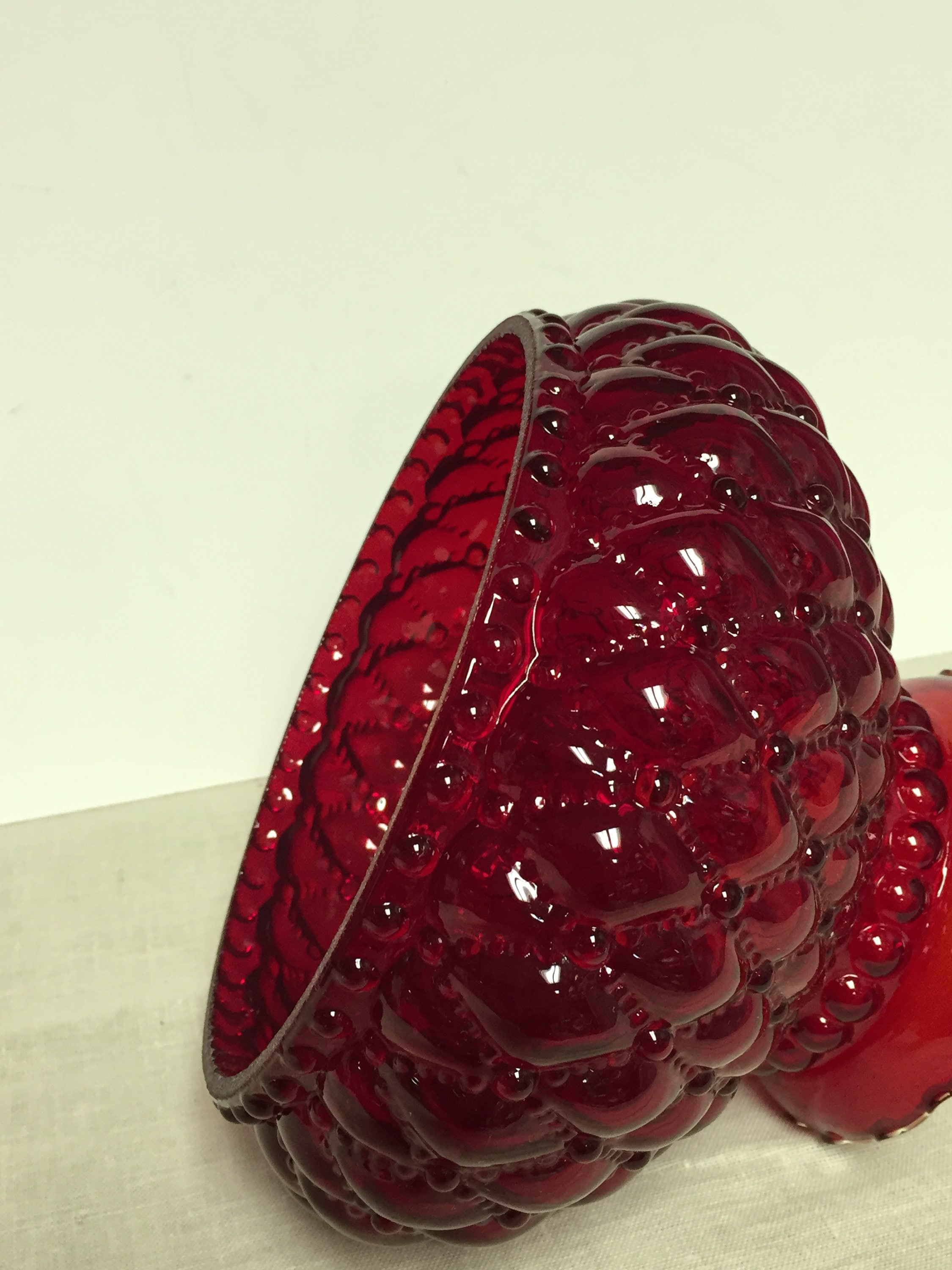 Antique Fenton Ruby Red Diamond Quilt Glass Hurricane Lamp Shade, GWTW ...