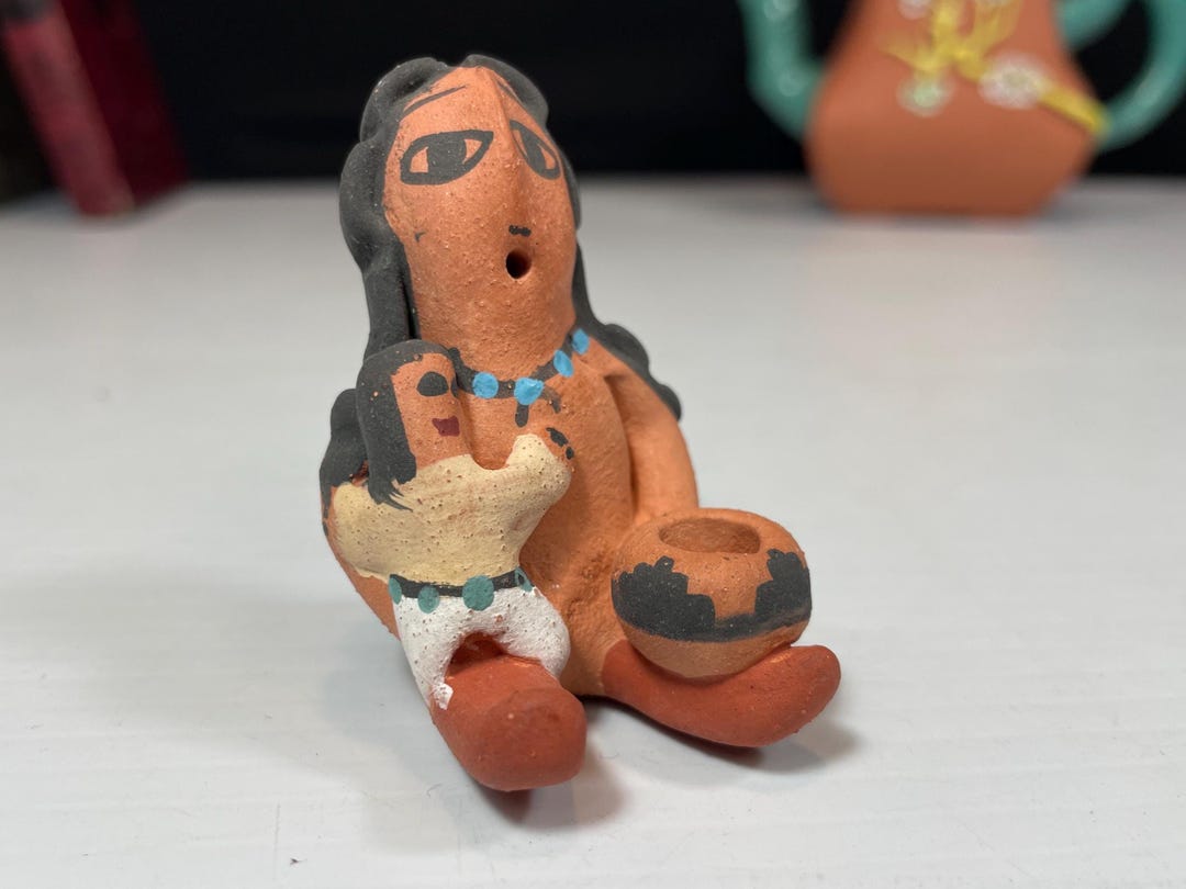 Signed Navajo Story Teller, Terra Cotta Figurine, Native American Folk ...