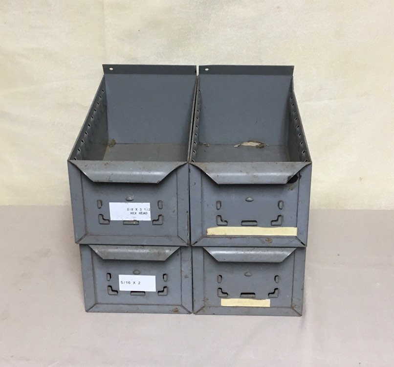Set of 4 Heavy Duty Industrial Gray Steel Parts Drawers, EQUIPTO Parts ...