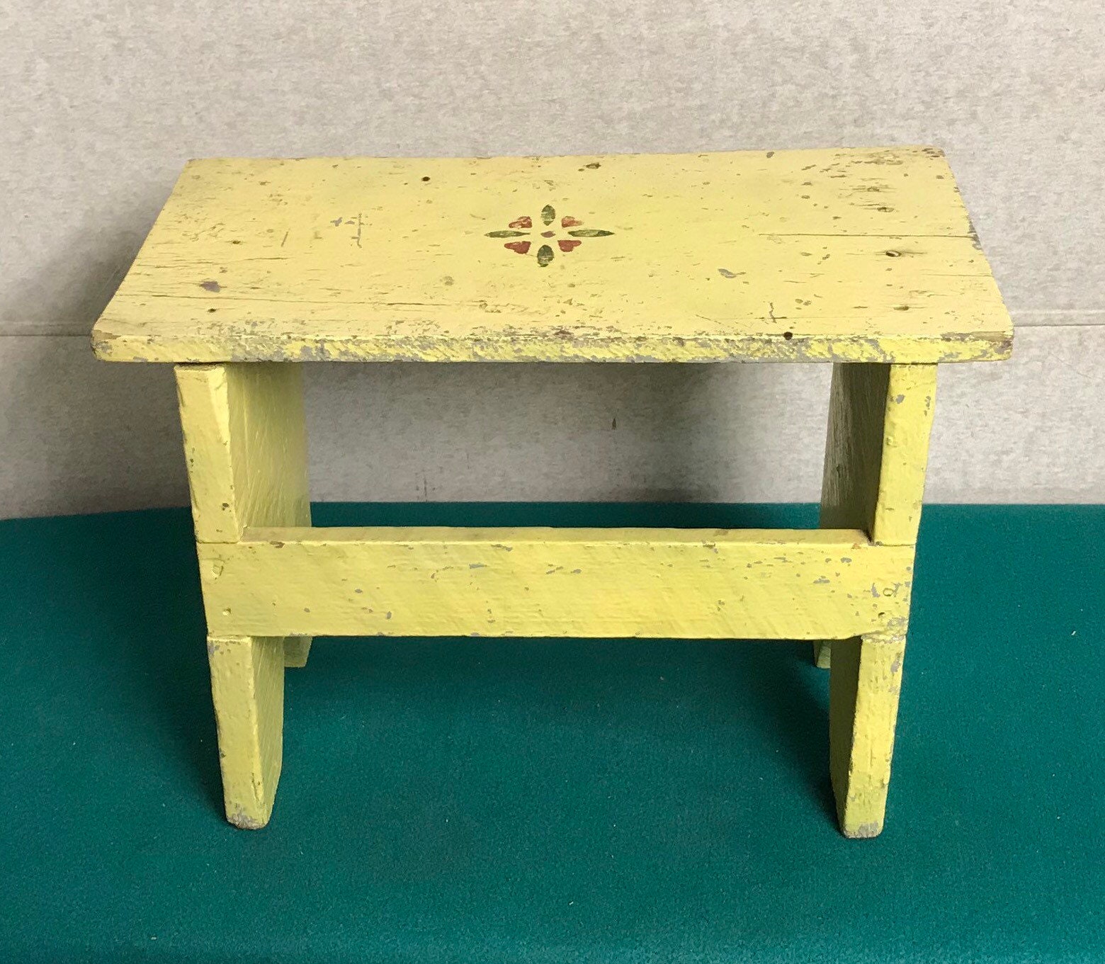 1950's Handmade, Yellow Painted, Shabby Wooden Step Stool, Foot Stool ...