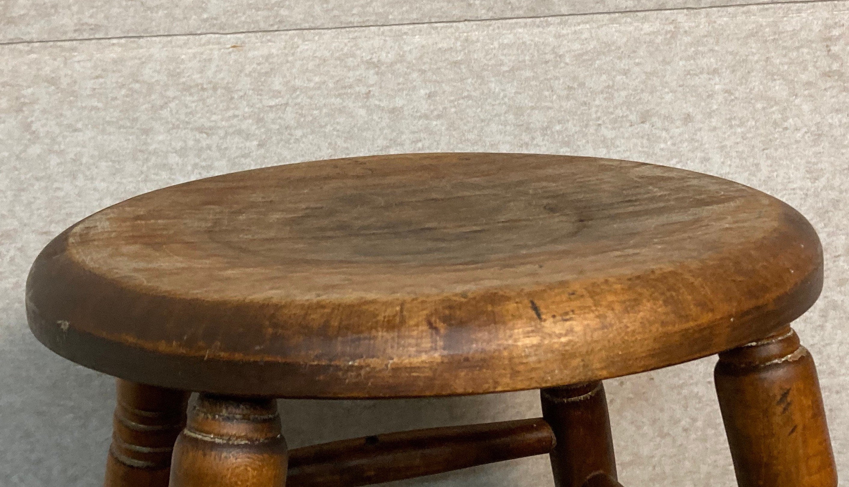 1940’s Bent Bros. 18 Wooden Farm Stool with Round Seat, Primitive ...