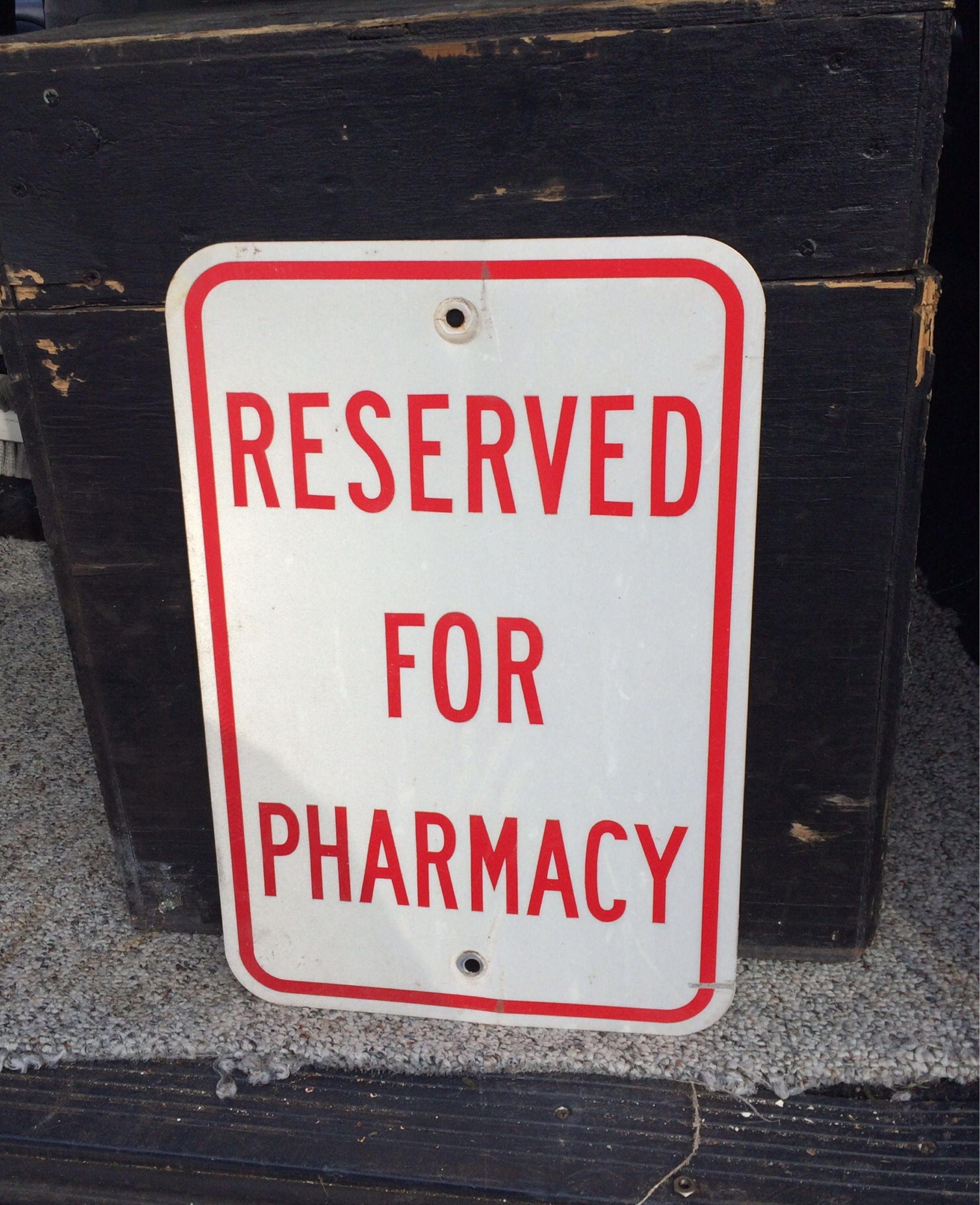 Vintage Metal RESERVED FOR PHARMACY Sign, 12 x 18 Pharmacy Parking Sign ...