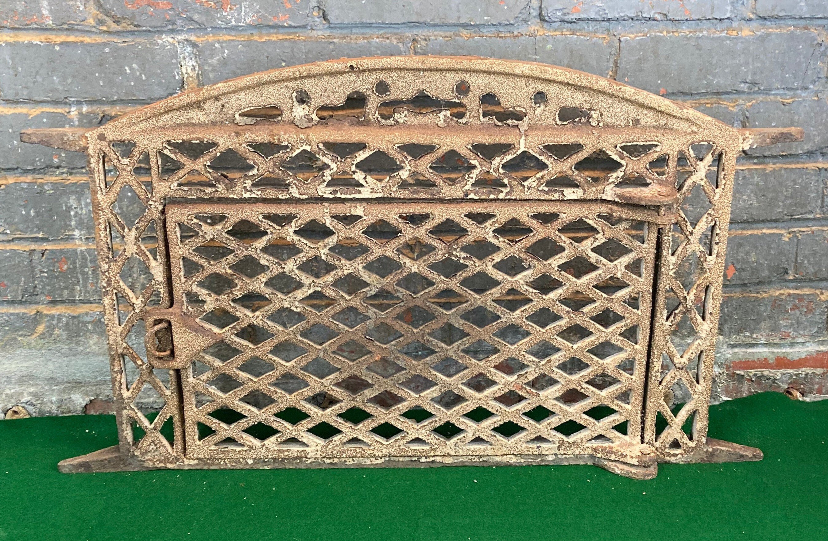 RESERVED Antique Cast Iron Arch Top Window Crate, Forged Architectural ...