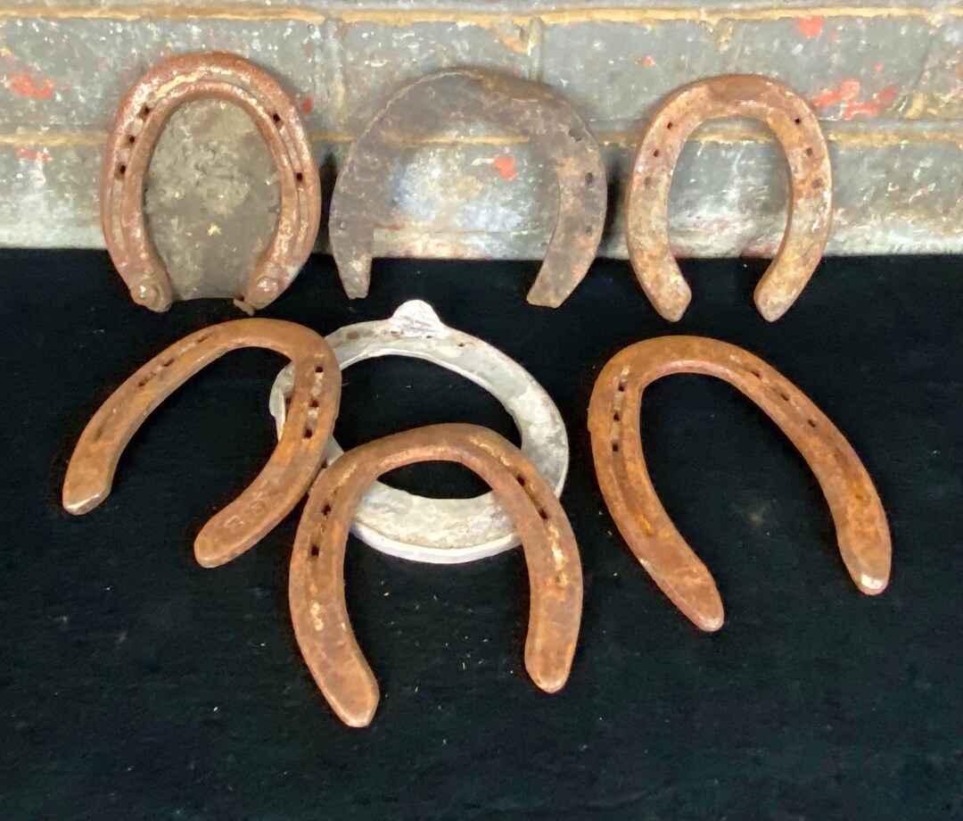 7 Original Rusty Iron Horse Shoes, Vintage Blacksmith Horse Tack ...