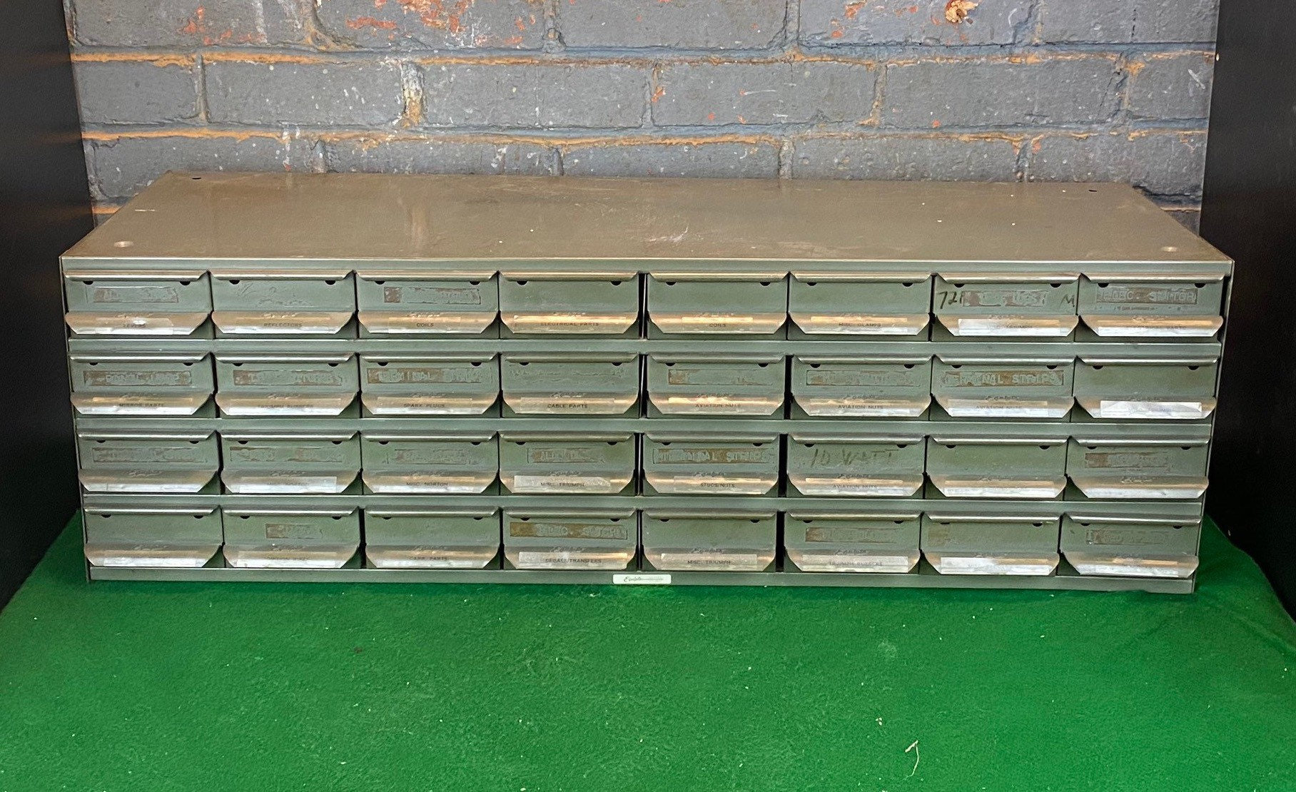 Vintage Green EQUIPTO 32 Drawer Steel Industrial Parts Cabinet, Parts ...
