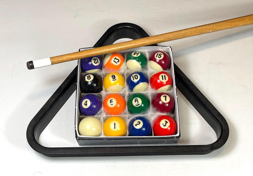 Complete Set 1-1/2" Miniature Billiards Pool Table Balls With Cue Ball ...