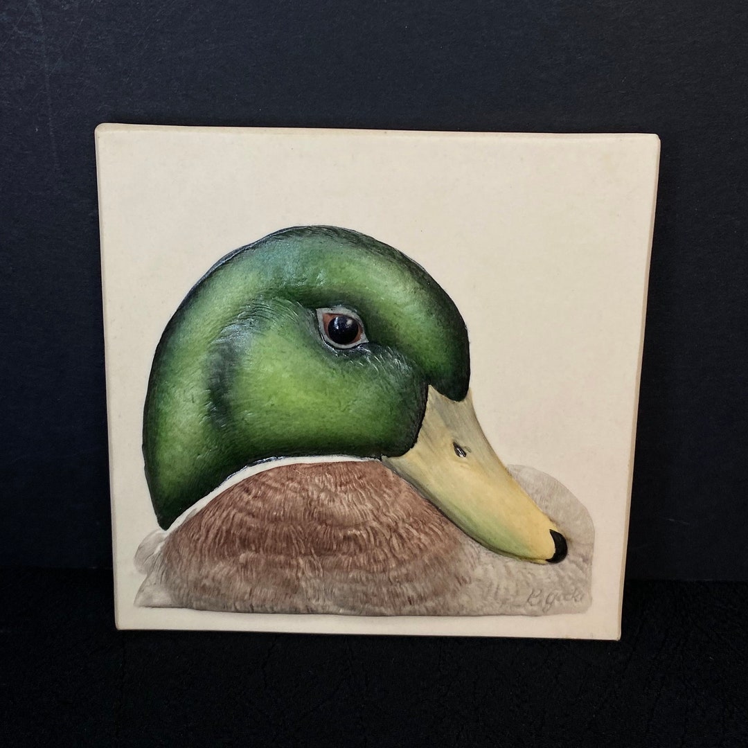 Ron Goeke Duck Art Tile, Porcelain Bas Relief, Handmade Ceramic Duck ...