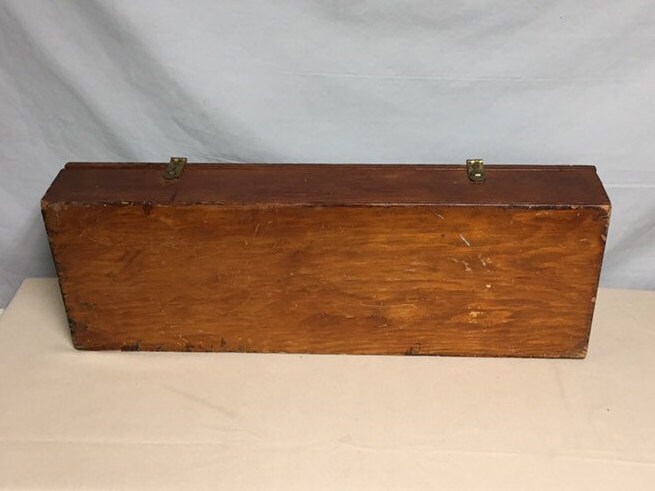Antique Handmade Wooden Tool Box with Brass Latches and Carrying Handle ...