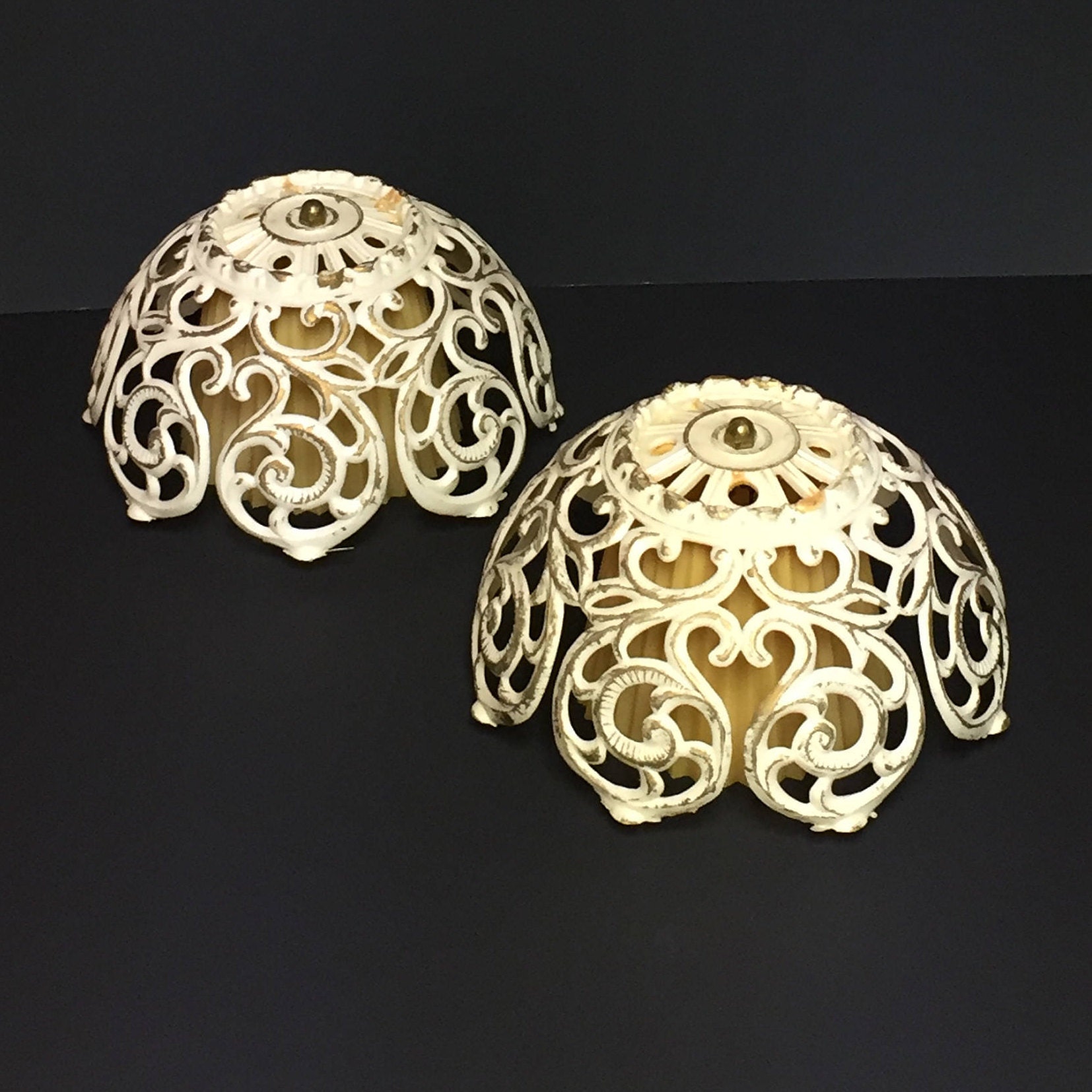 Vintage Hard Plastic, Scroll Work Lamp Shades