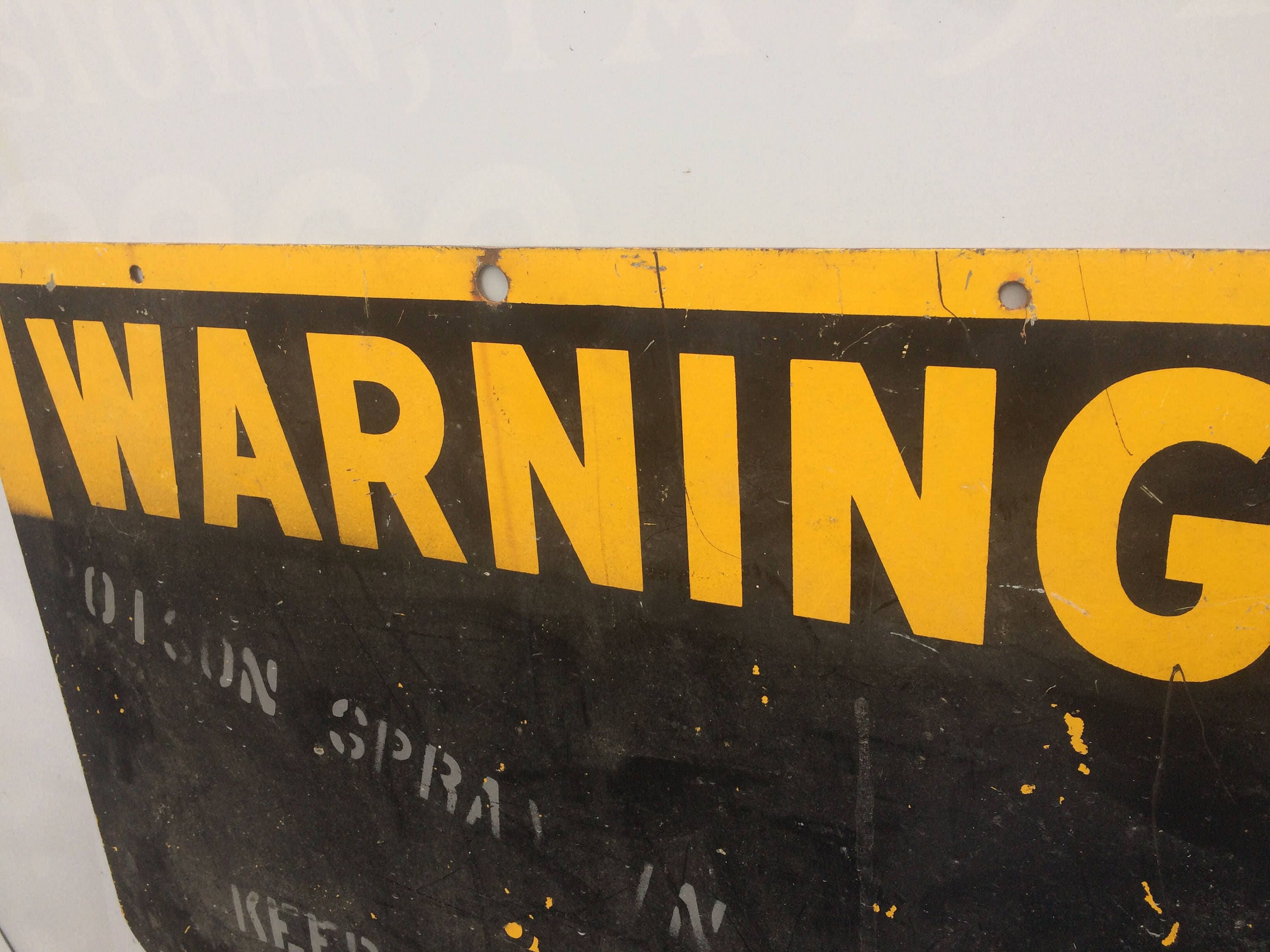 Vintage Heavy Steel Warning Sign WARNING POISON Spray in Orchard Sign ...