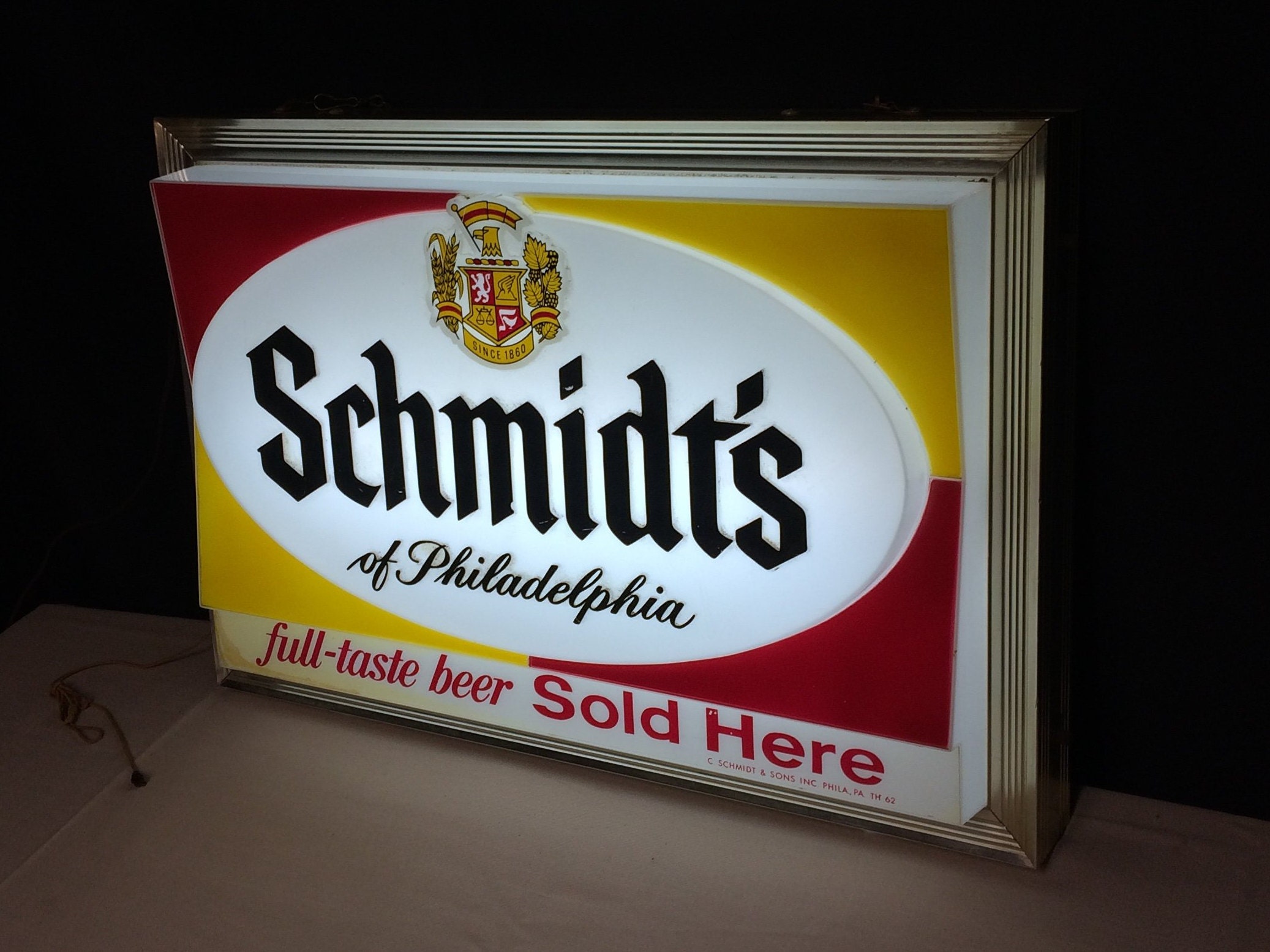 WORKING Schmidt's Beer of Philadelphia Illuminated Pub Sign, 1970's ...