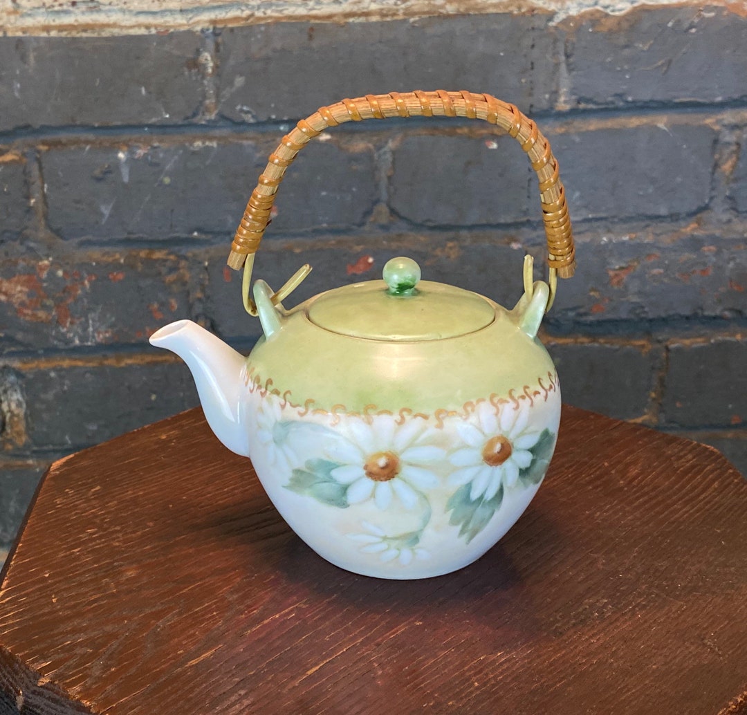 Hand Painted Teapot, Asian Style Teapot With Bamboo Handle - Etsy