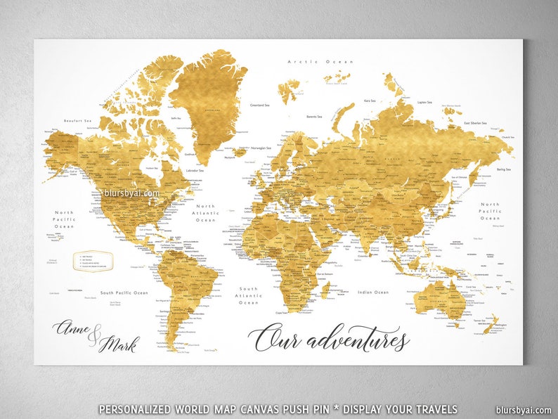 A custom world map by blursbyai World map canvas print or | Etsy