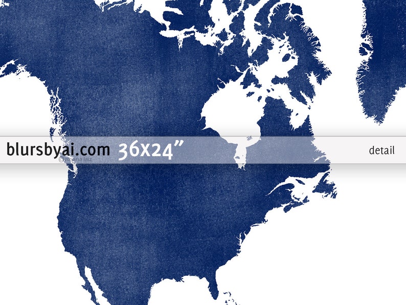 10x8 20x16 36x24 Navy printable world map distressed vintage | Etsy