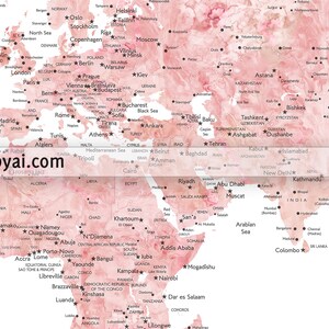 36x24 Printable World Map With Capitals & Cities, Diy Travel Pinboard ...