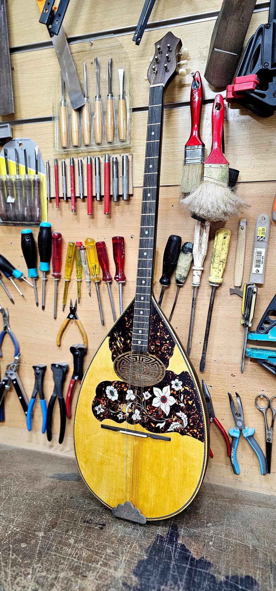 Custom Pre-war 6 String Bouzouki | Handmade Traditional Solid Body 6 ...