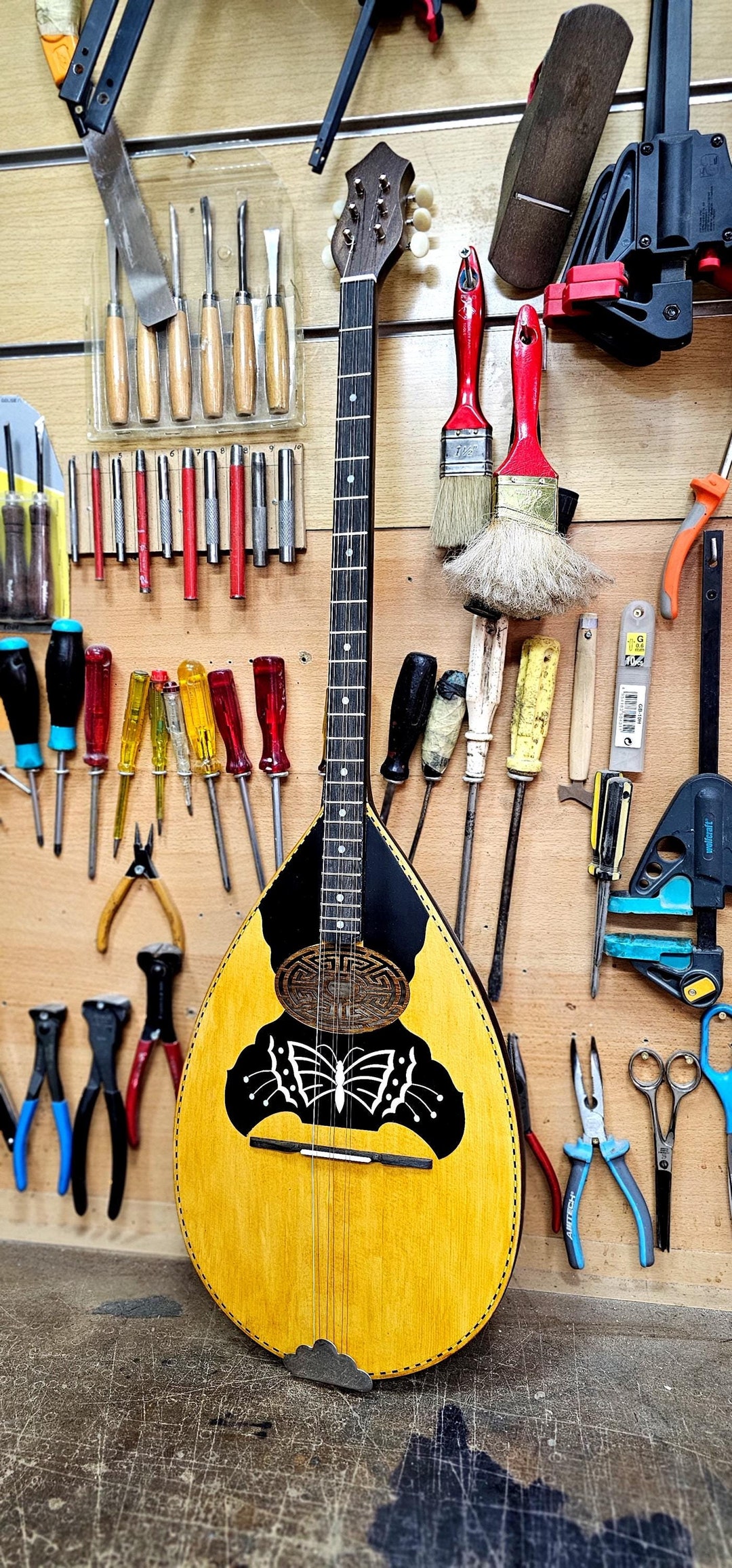 Custom Pre-war 6 String Bouzouki | Handmade Traditional Solid Body 6 ...