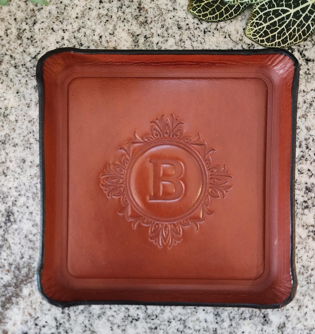Personalized Leather Valet Tray, With Your Uppercase Initial Embossed ...