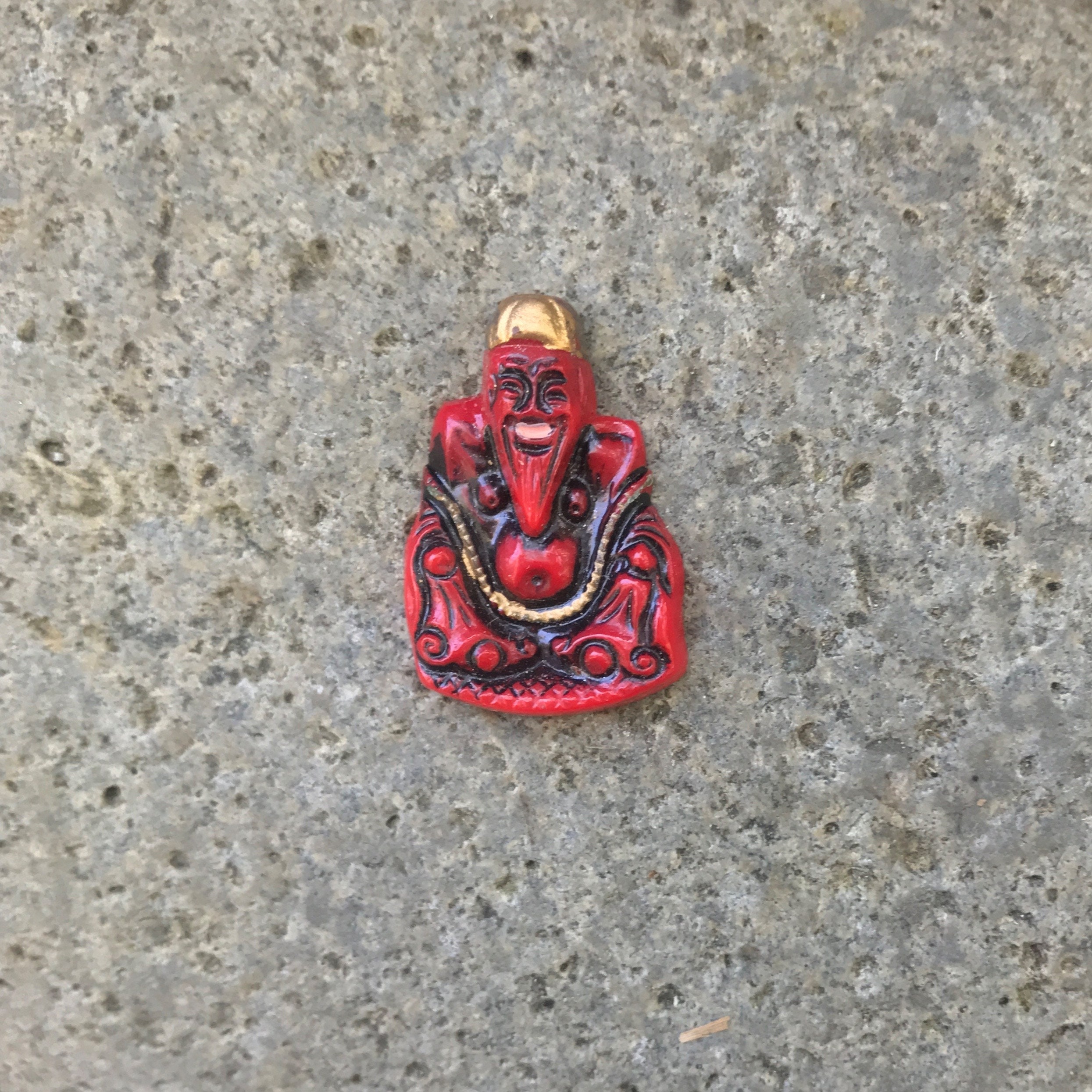 Buy Vintage German Bearded Buddha Red Gold and Black Glass Online in ...