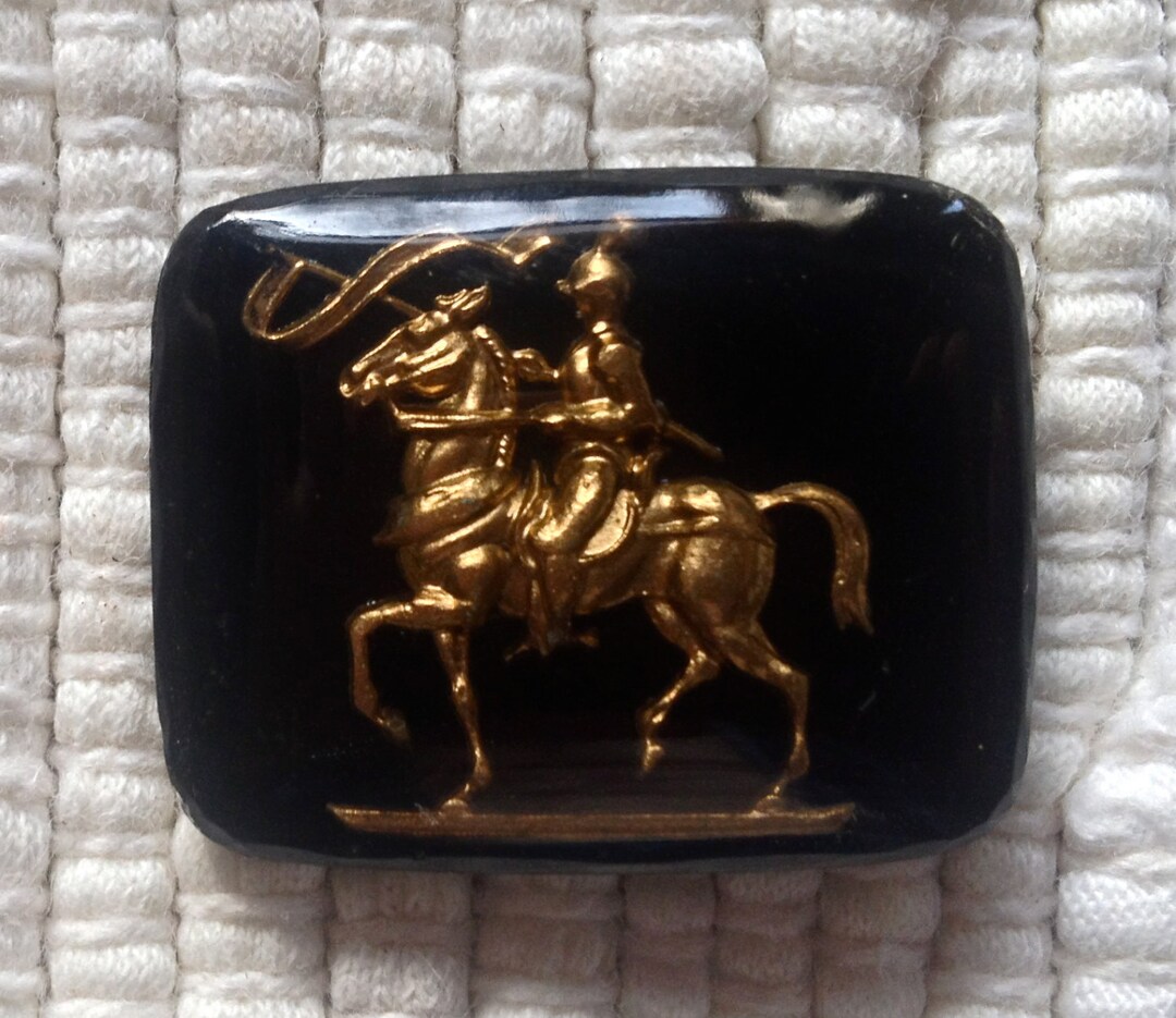 Vintage German Glass Reverse Intaglio Cabochon--knight in Shining ...