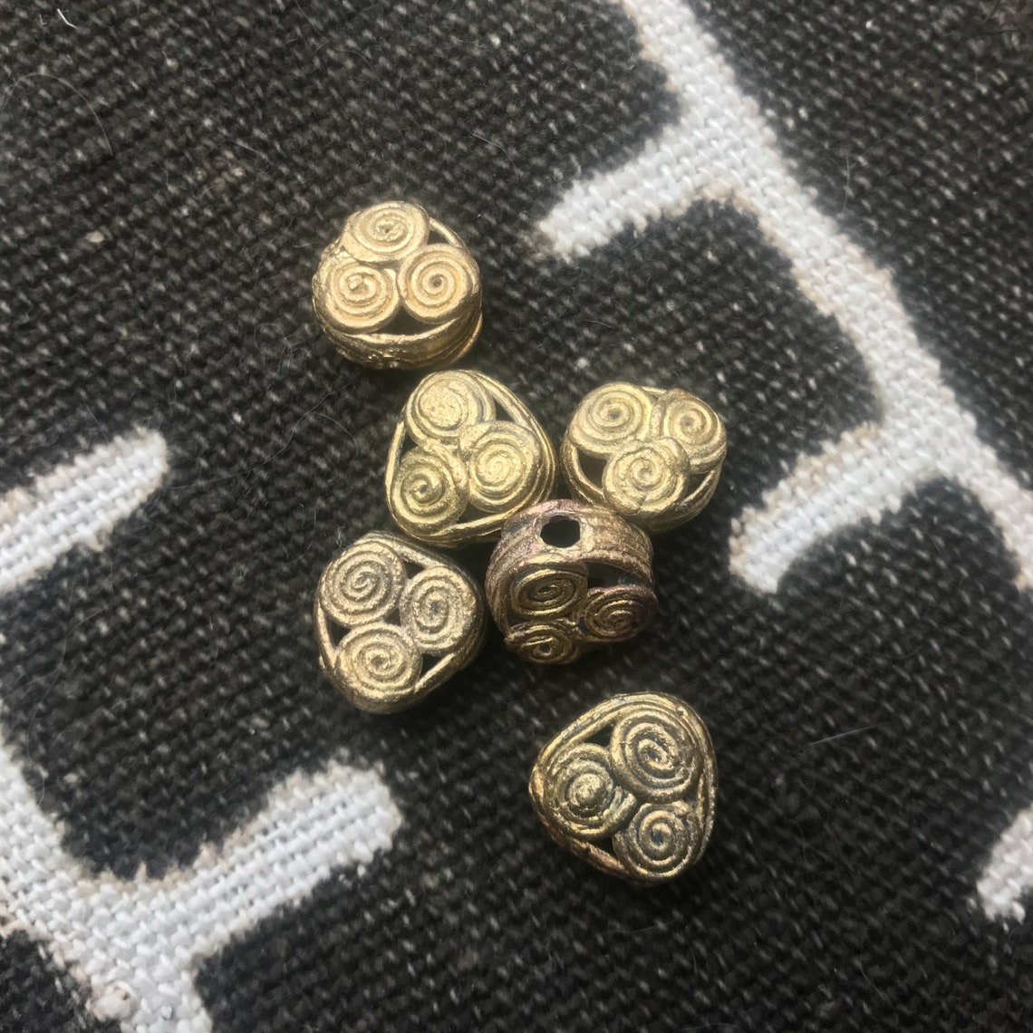 African Three Spiral Cast Brass Triangle Metal Beads 12 13 | Etsy