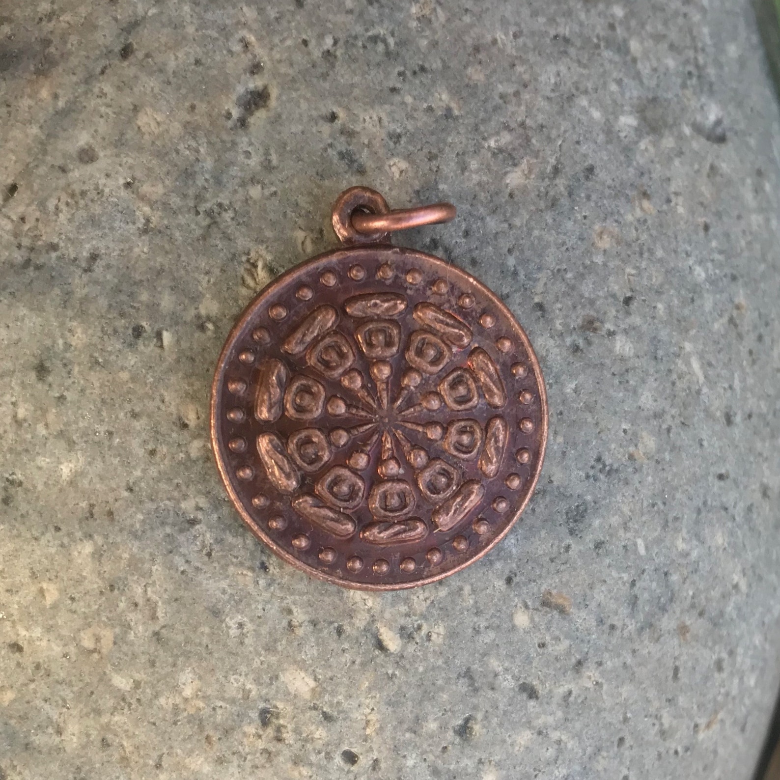 Copper Dharma Wheel Pendant From Thailand - 1 Inch - Etsy