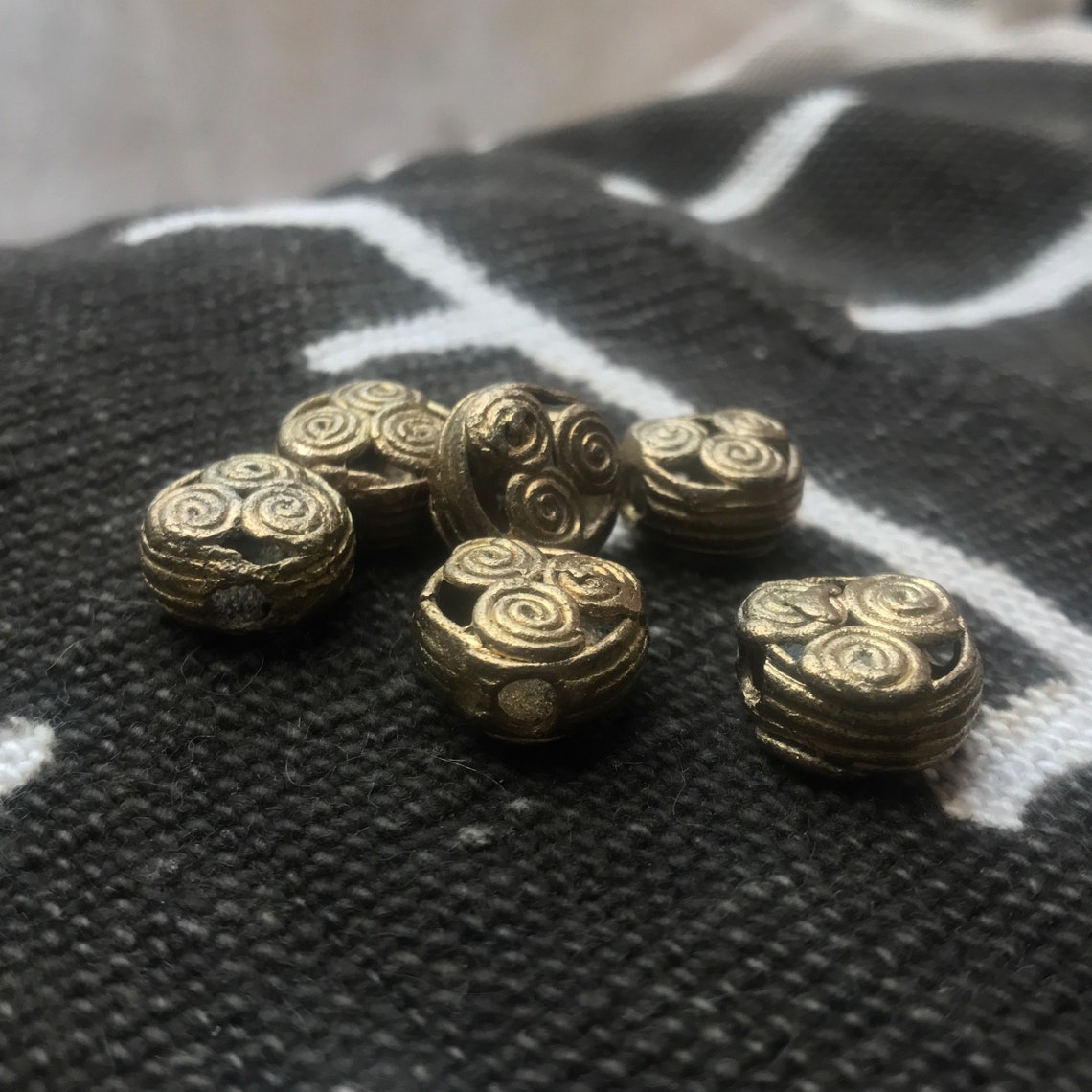 African Three Spiral Cast Brass Triangle Metal Beads 12 13 | Etsy