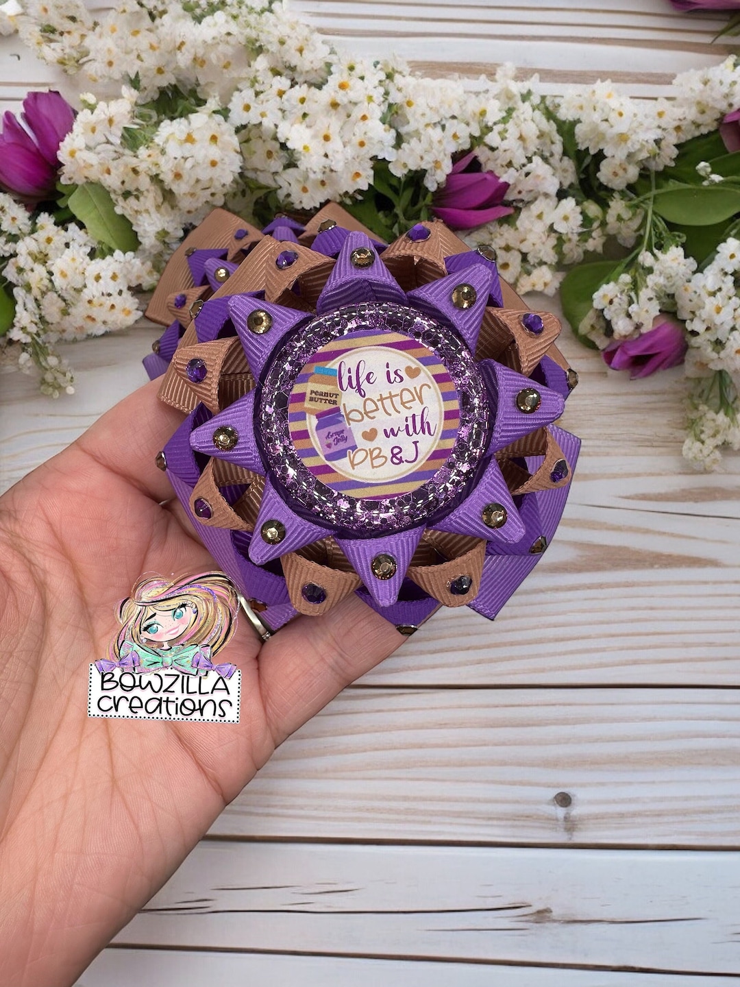 Peanut Butter and Jelly Pigtail Hair Bows, Peanut Butter Hair Bow ...