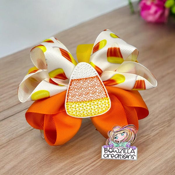 Candy Corn Hair Bow - Etsy