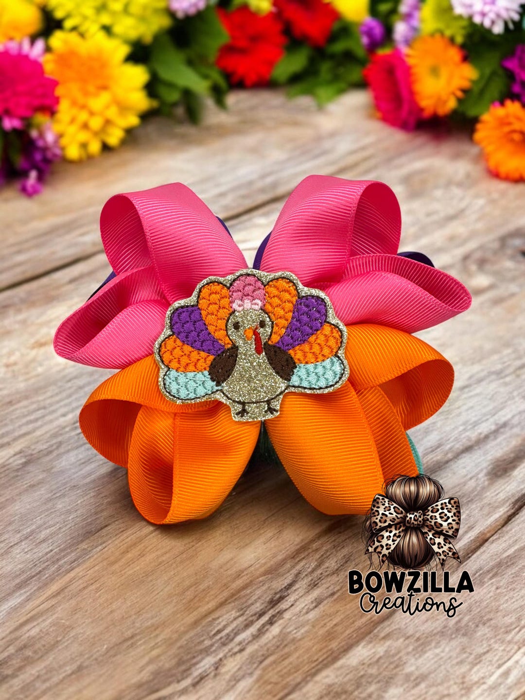Thanksgiving Turkey Ribbon Hair Bows, Fall Turkey Hair Bows, Girls ...