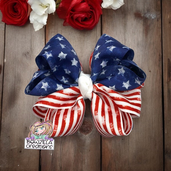 Flag Hair Bow - Etsy