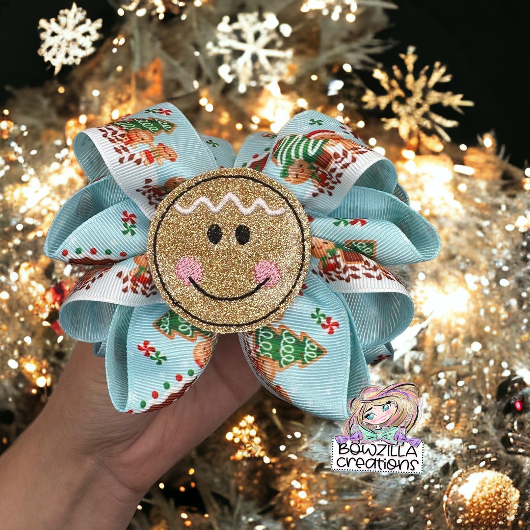 Christmas Hair Bow Gingerbread Hair Bow Christmas Gingerbread Bow Girls ...