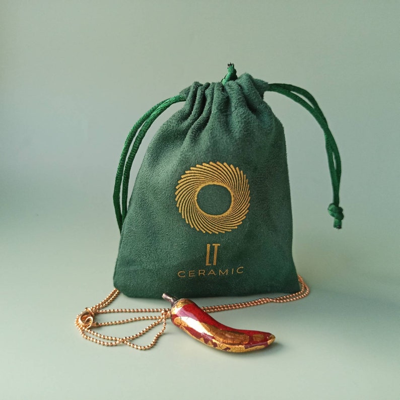 Chilli Pepper Pendant, Gold Pendant, Red Glazed, Gold Covered, Real ...