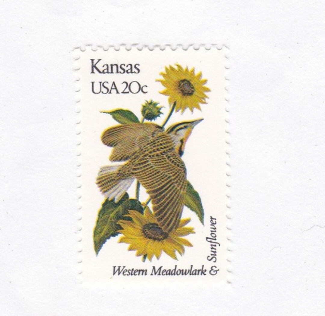 Kansas State Bird and Flower 20c Unused Vintage 1982 Postage Stamps for ...