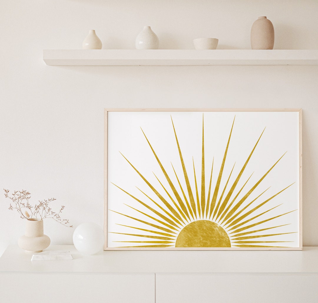 Sunrise Wall Art Print, Sun Wall Art, Boho Sun Print, Minimalist Sun ...