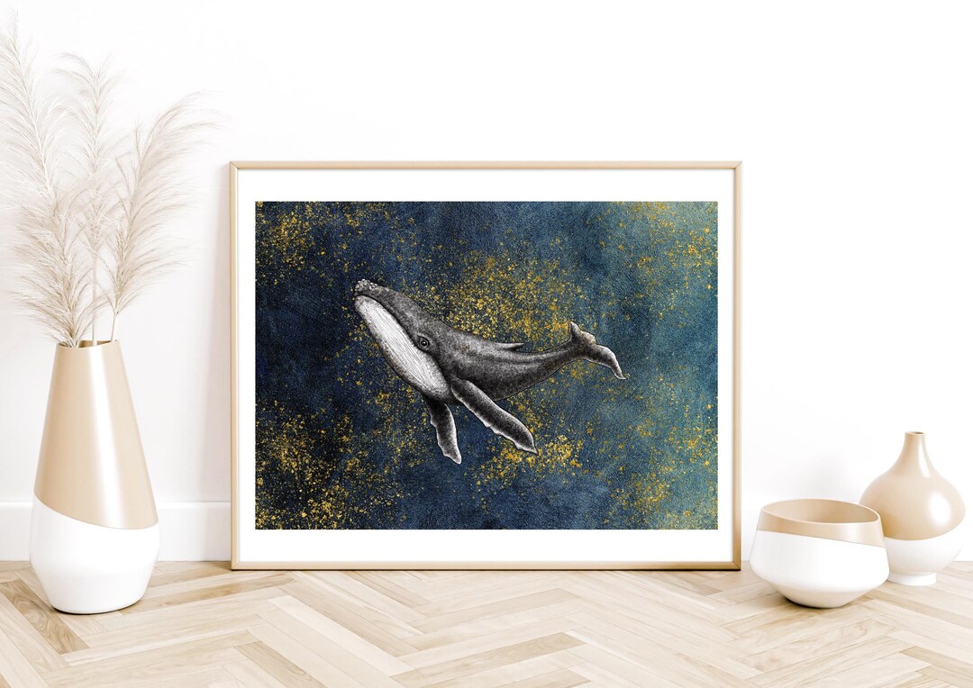 Whale Art Print, Whale Illustration, Ocean Wall Decor, - Etsy